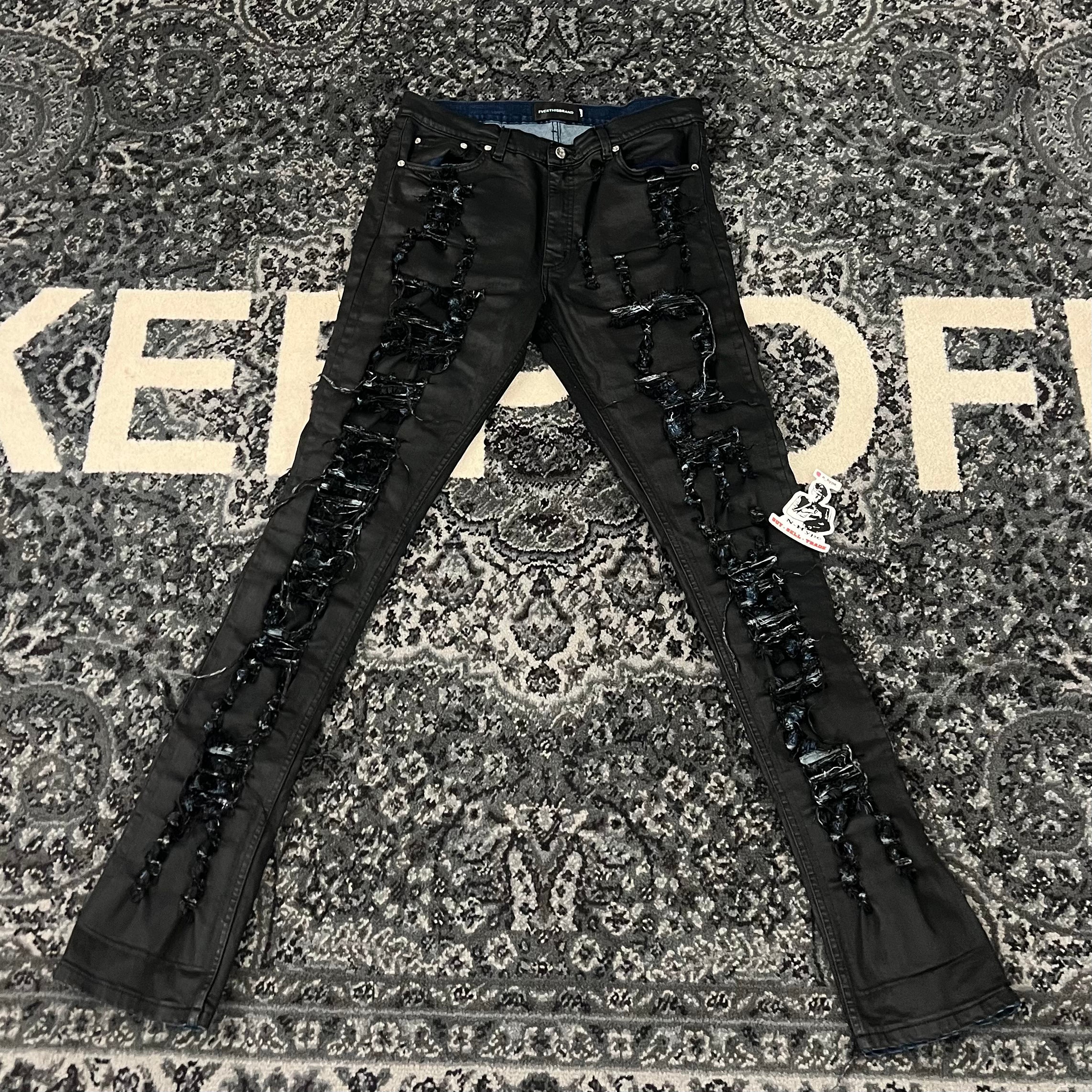 FVCKTHISBRAND Distressed Denim WAX Black | N-Hype