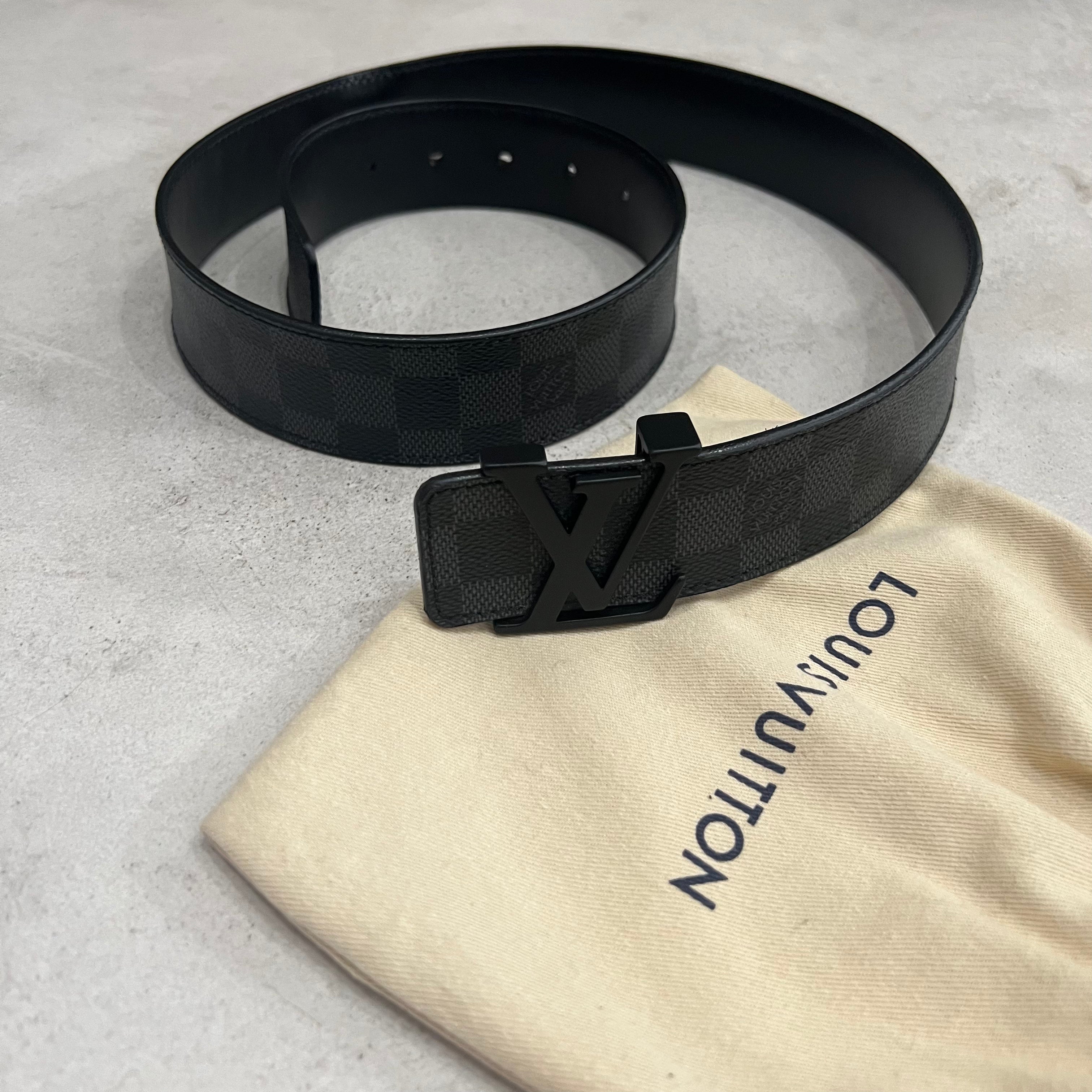 Louis Vuitton Initiales Monogram Silver Buckle Belt M9821
